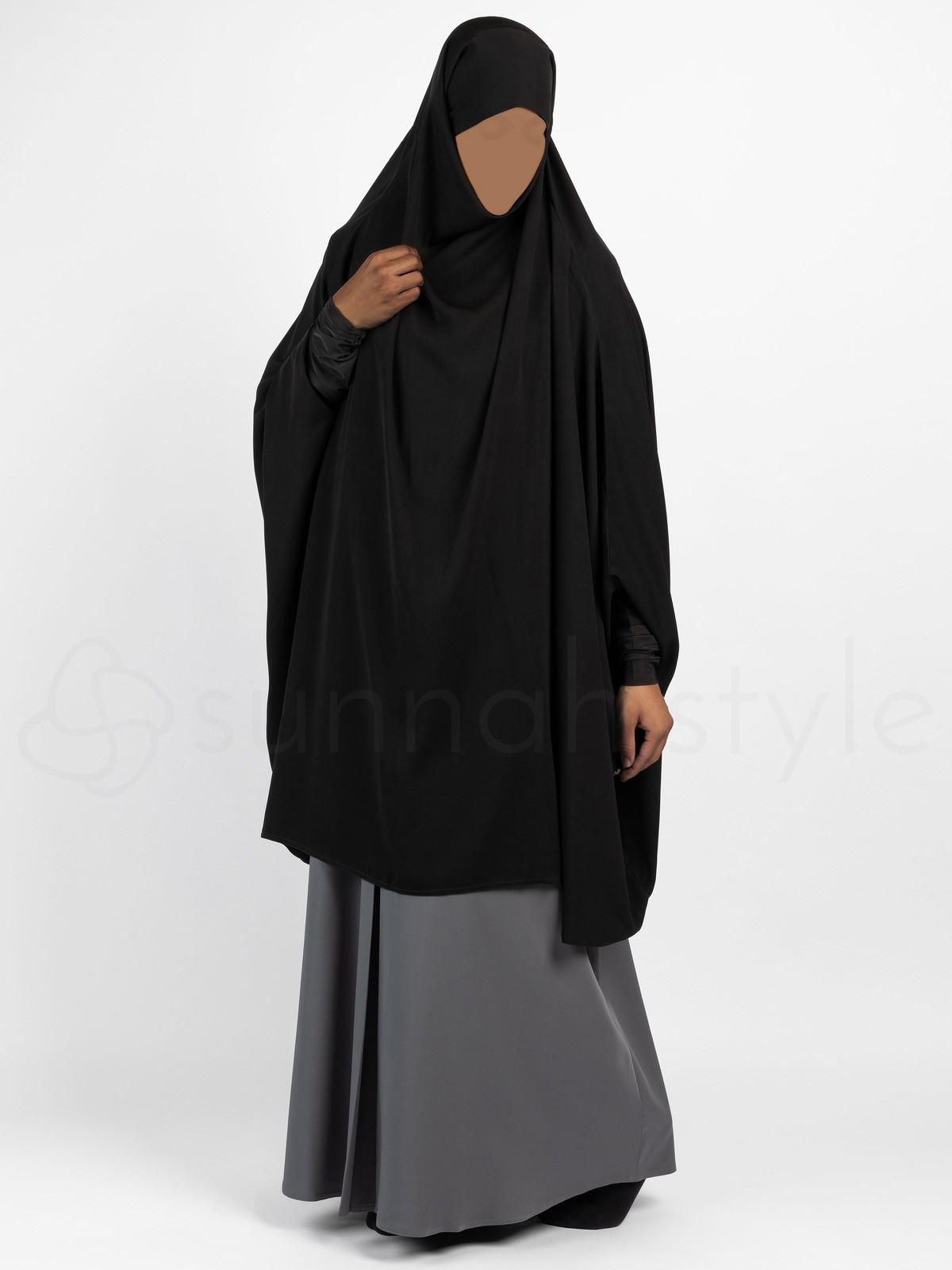 Plain Jilbab Top Knee Length Black